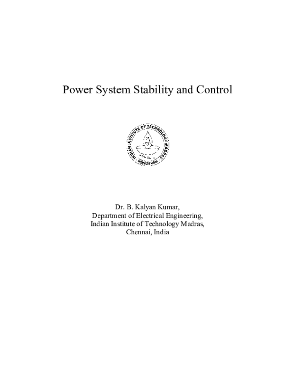 (PDF) Power System Stability and Control