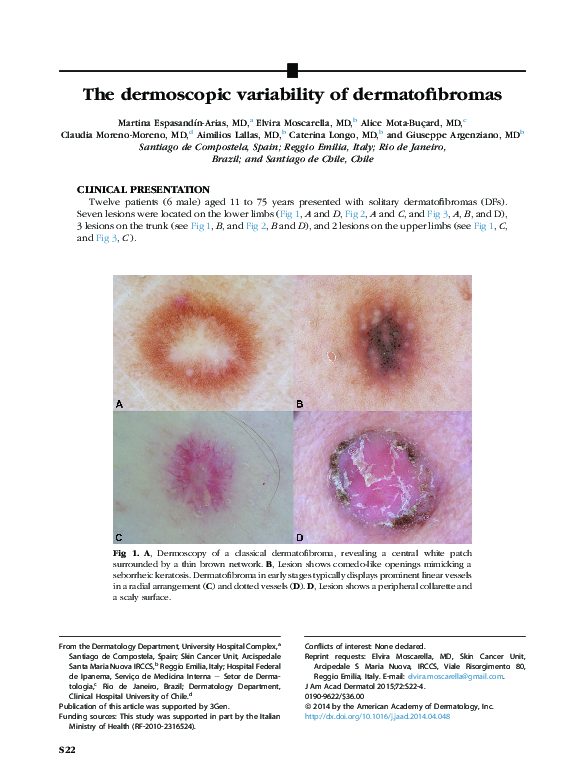 (PDF) The dermoscopic variability of dermatofibromas