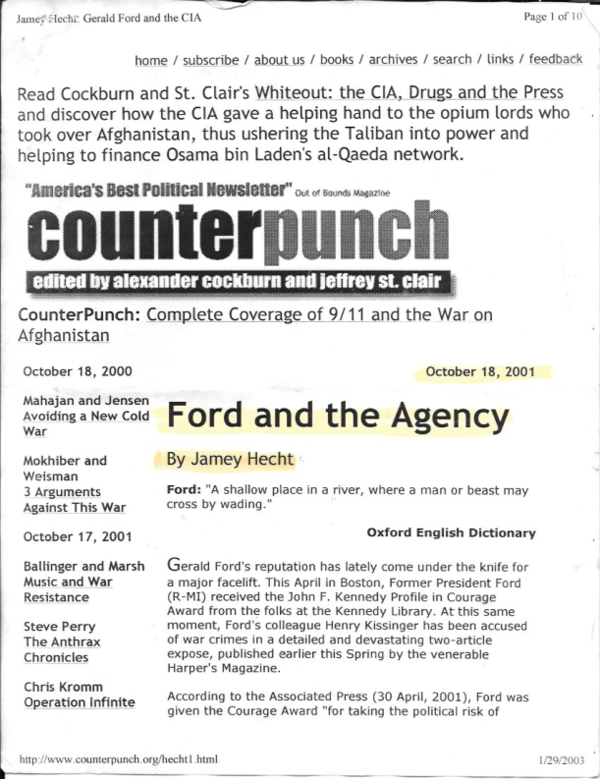 (PDF) Gerald Ford and the CIA: A Shallow Place in a River, Where a Man ...