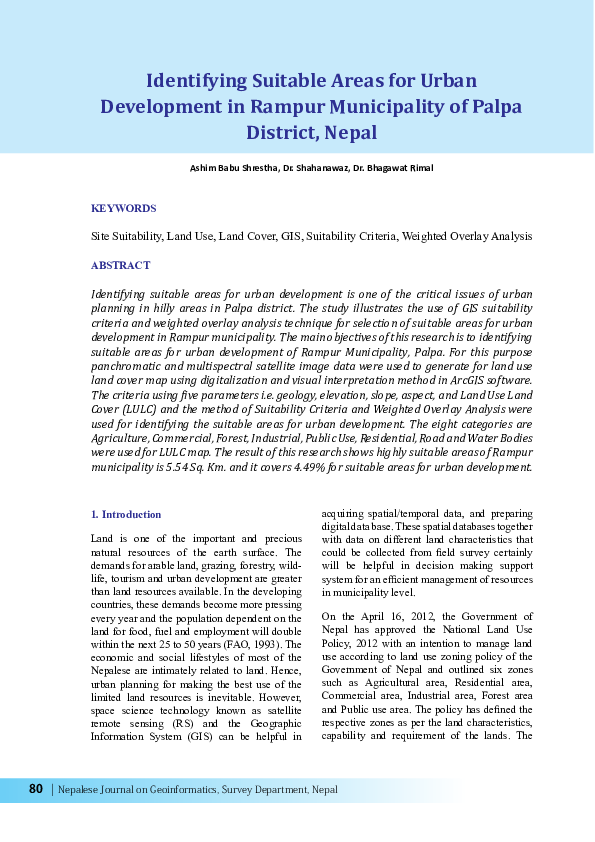 (PDF) Identifying Suitable Areas for Urban Development in Rampur ...