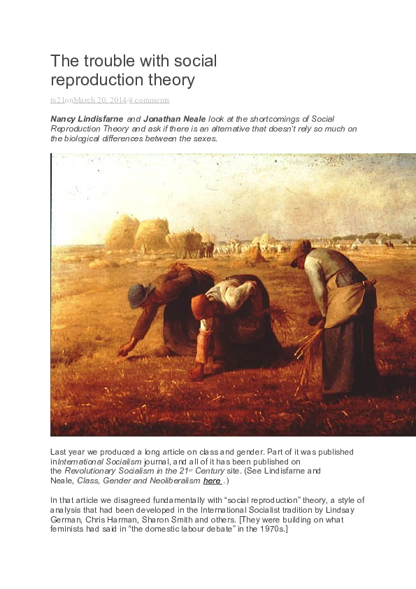 (DOC) The Trouble with Social Reproduction Theory