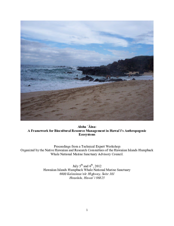 (PDF) Aloha `Āina: A Framework for Biocultural Resource Management in ...