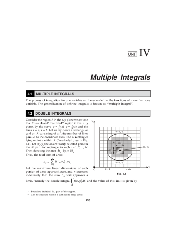 (PDF) UNIT 18 Multiple Integrals 4.1 MULTIPLE INTEGRALS