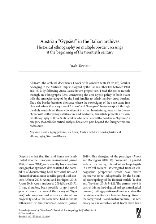 (PDF) Austrian "Gypsies" in the Italian archives Historical ethnography ...