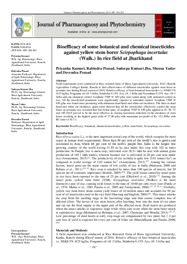 (PDF) Bioefficacy of some botanical and chemical insecticides against ...