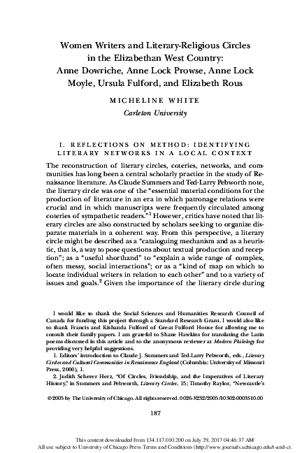 (PDF) Women Writers and Religious and Literary Circles in the ...