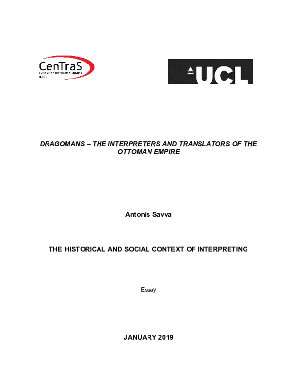 (DOC) Dragomans– The interpreters and translators of the Ottoman Empire.