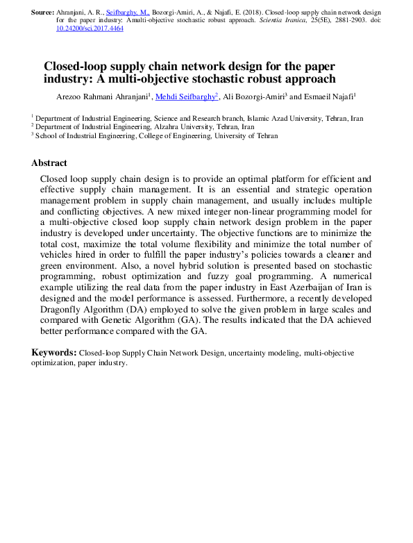 Pdf Closed Loop Supply Chain Network Design For The Paper Industry