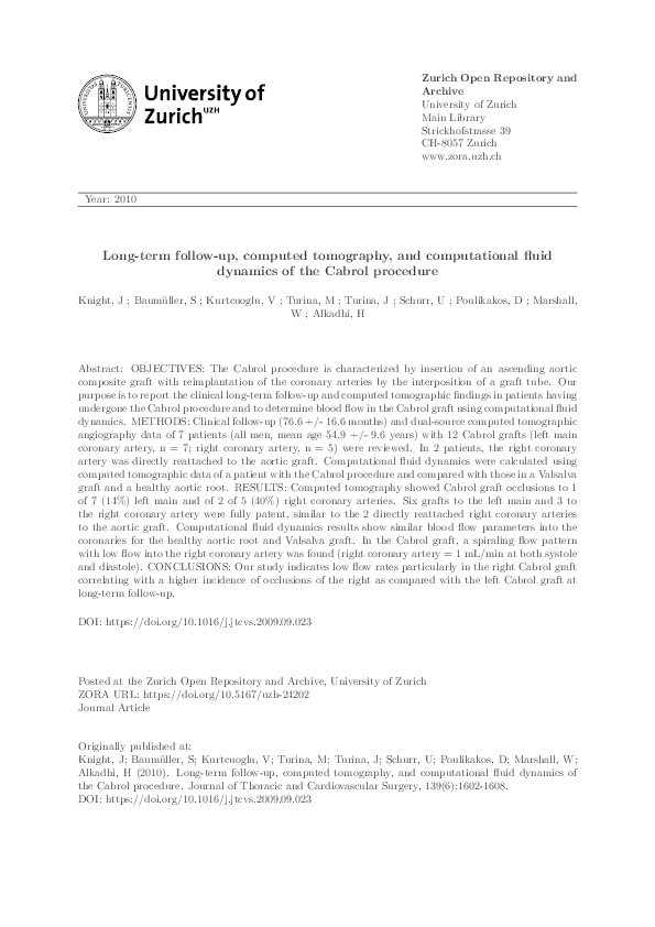 (PDF) Long-term follow-up, computed tomography, and computational fluid ...