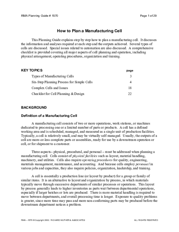 (PDF) RMA Planning Guide # 1570 How to Plan a Manufacturing Cell Types ...