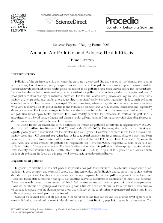 (PDF) Ambient Air Pollution and Adverse Health Effects
