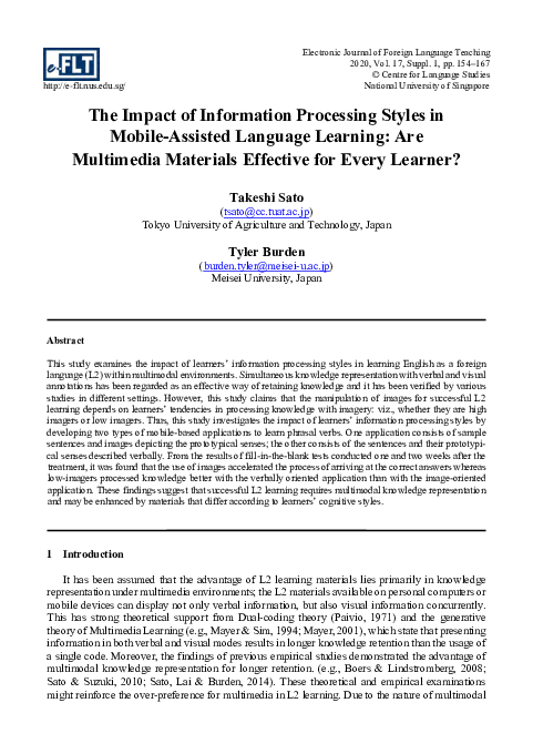 (PDF) The Impact of Information Processing Styles in Mobile-Assisted Language Learning: Are ...
