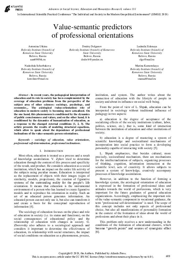 (PDF) Value-semantic predictors of professional orientations