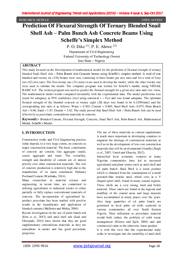 (PDF) Prediction Of Flexural Strength Of Ternary Blended Snail Shell Ash