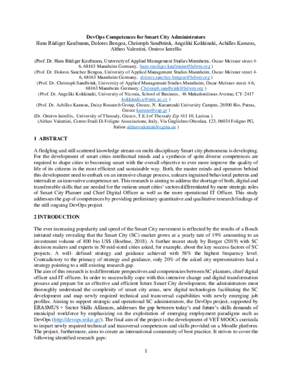 (PDF) DevOps Competences for Smart City Administrators