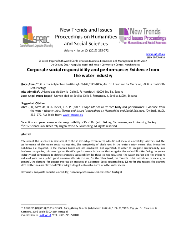 (PDF) Corporate social responsibility and performance: Evidence from ...