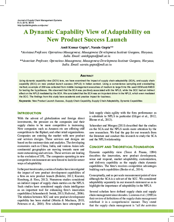 (PDF) A Dynamic Capability View of Adaptability on New Product Success ...