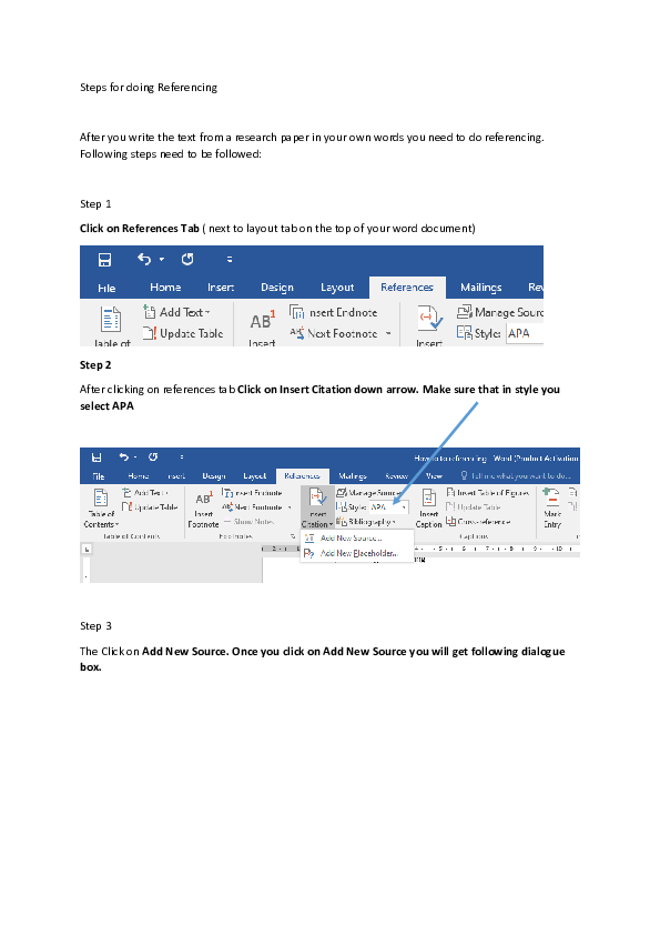 (PDF) Steps for doing Referencing