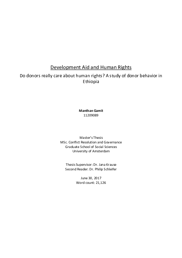 (PDF) Development Aid and Human Rights Do donors really care about ...