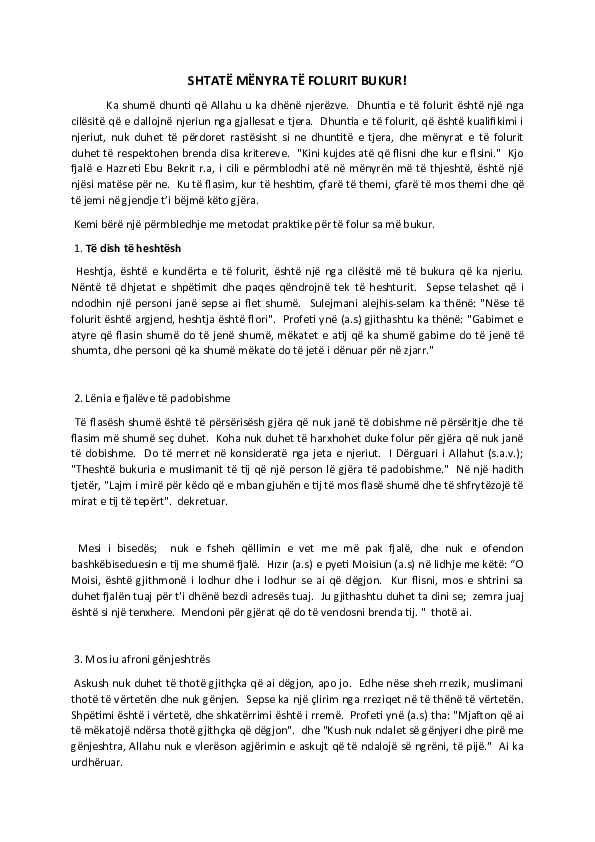 (DOC) SHTATË MËNYRA TË FOLURIT BUKUR