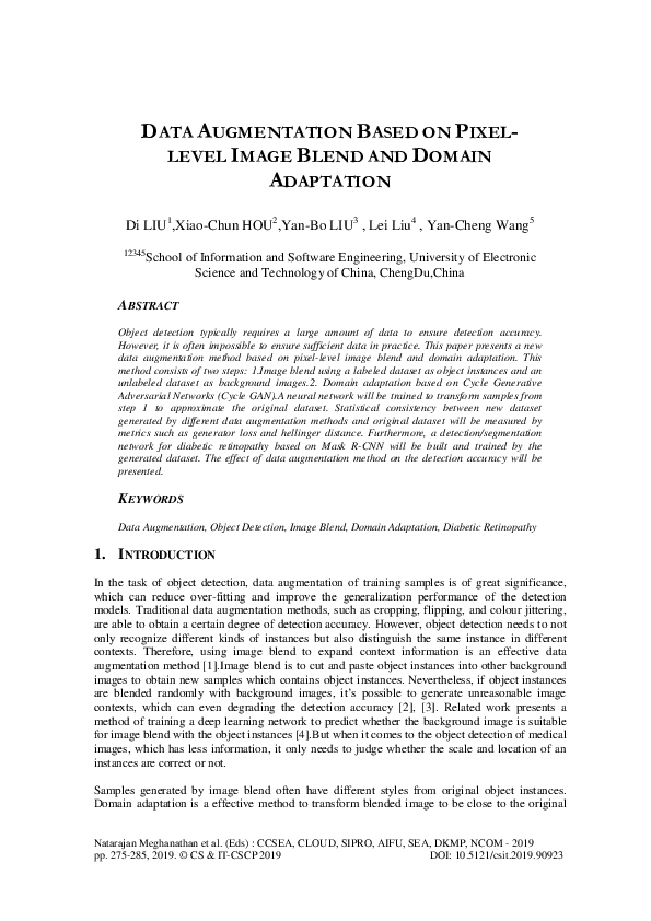 (PDF) DATA AUGMENTATION BASED ON PIXEL- LEVEL IMAGE BLEND AND DOMAIN ADAPTATION