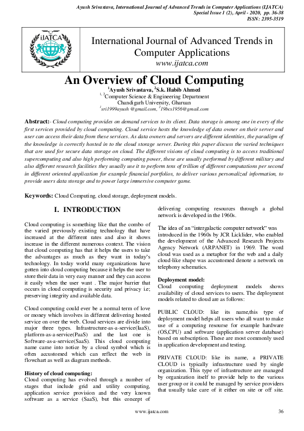 (PDF) An Overview of Cloud Computing
