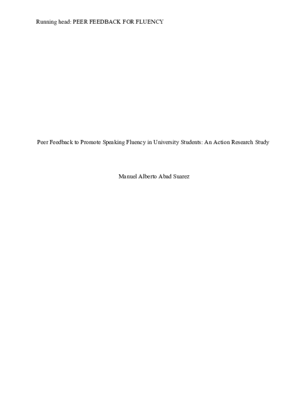 (DOC) Peer Feedback to Promote Speaking Fluency in University Students ...