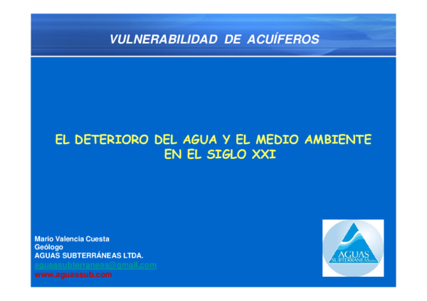 (PDF) EL DETERIORO DEL AGUA Y EL MEDIO AMBIENTE
