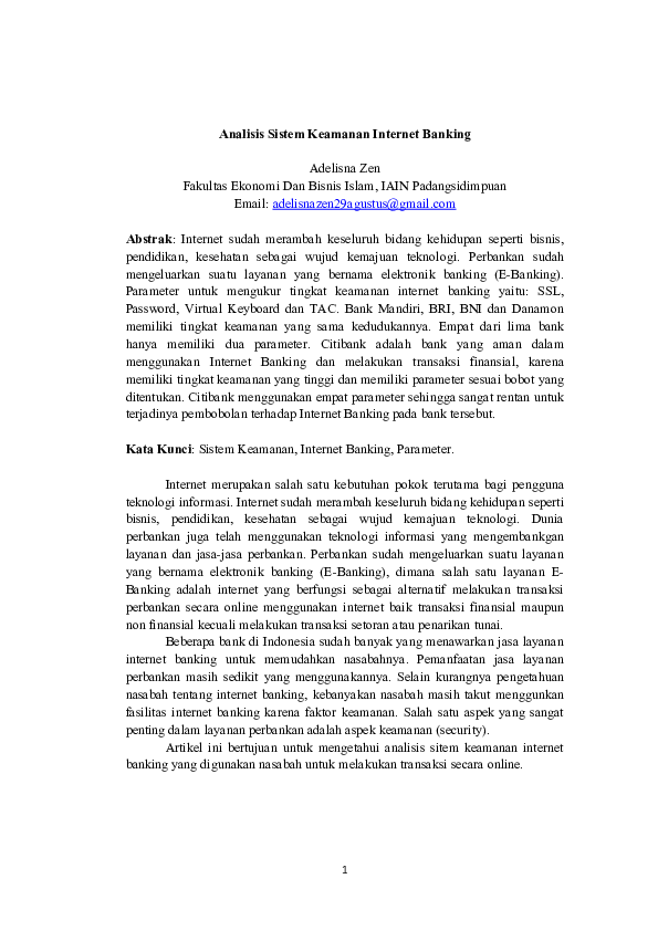 (DOC) Analisis Sistem Keamanan Internet Banking