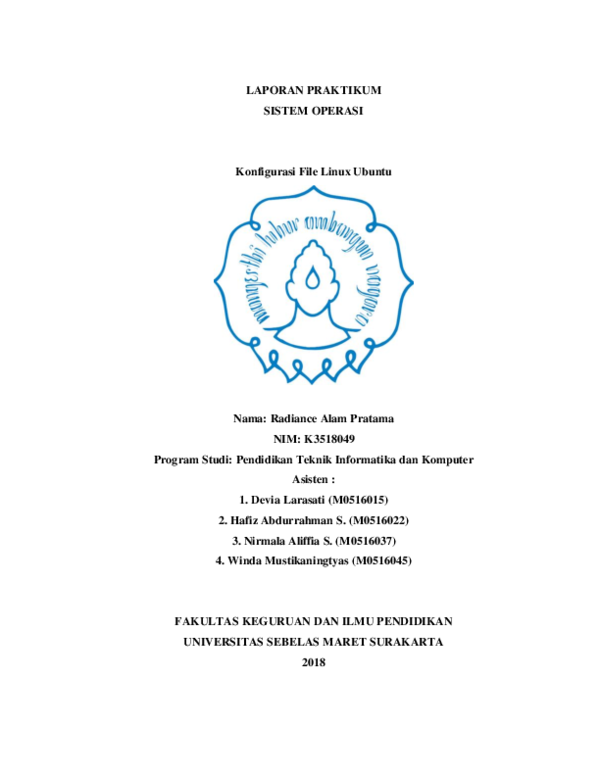 (PDF) LAPORAN PRAKTIKUM SISTEM OPERASI Konfigurasi File Linux Ubuntu Nama: Radiance Alam Pratama ...