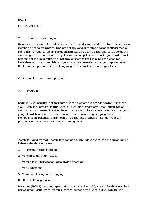 (PDF) BAB II LANDASAN TEORI 2.1 Konsep Dasar Program