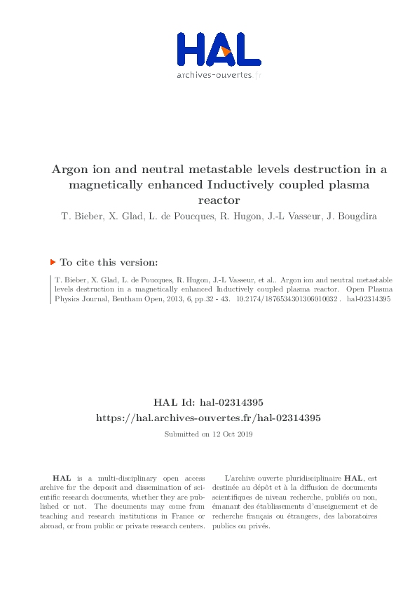 (PDF) Argon ion and neutral metastable levels destruction in a ...