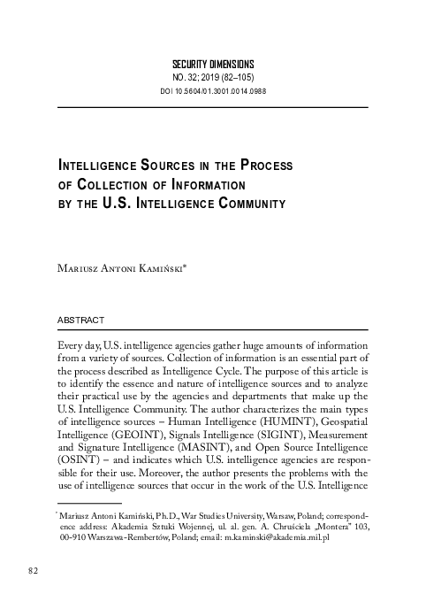 (PDF) Intelligence Sources in the Process of Collection of Information ...