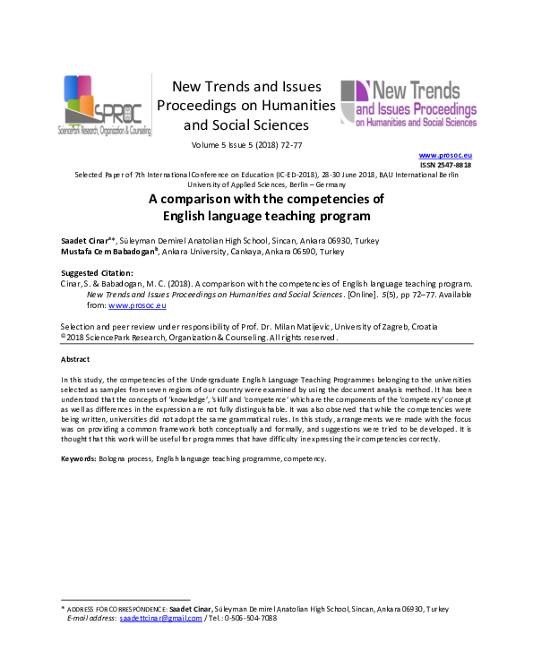 (PDF) A comparison with the competencies of English language teaching ...