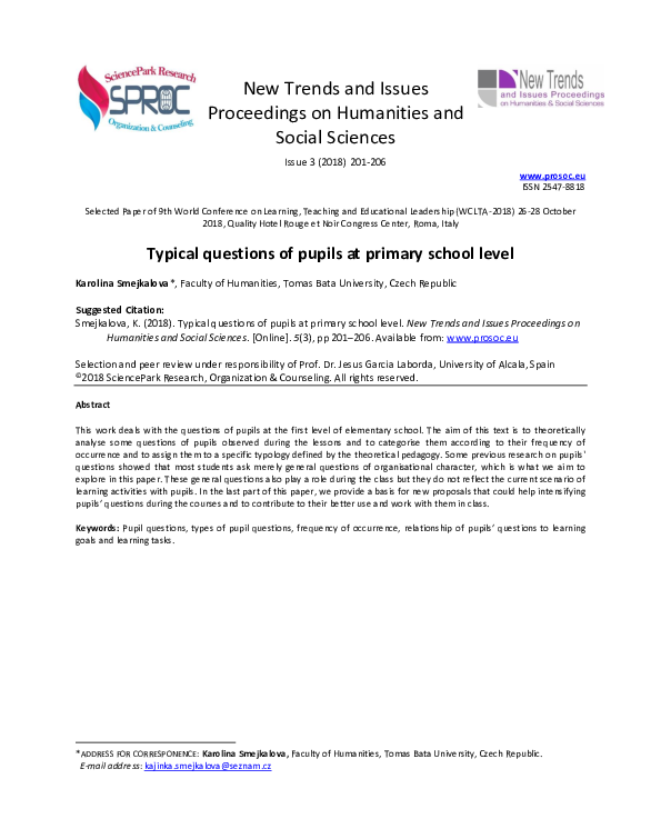 (PDF) Typical questions of pupils at primary school level