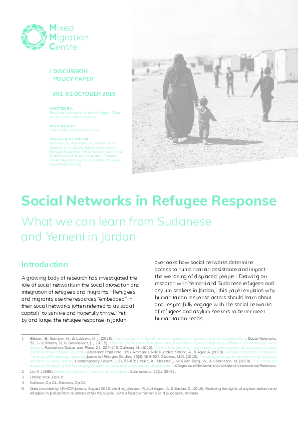 (PDF) Social Networks in Refugee Response: What we can learn from ...