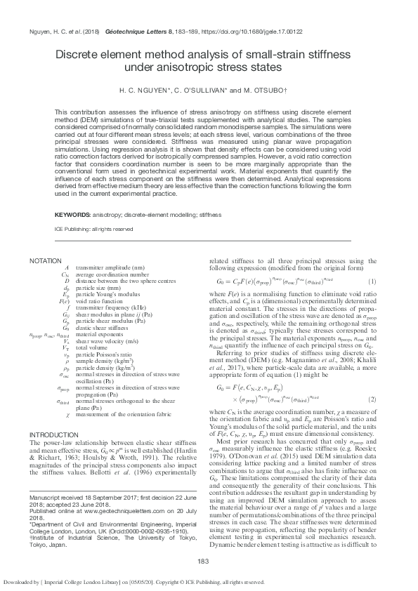 (PDF) Discrete element method analysis of small-strain stiffness under ...
