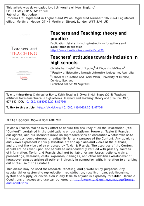 (PDF) Teachers and Teaching: theory and practice Publication details ...