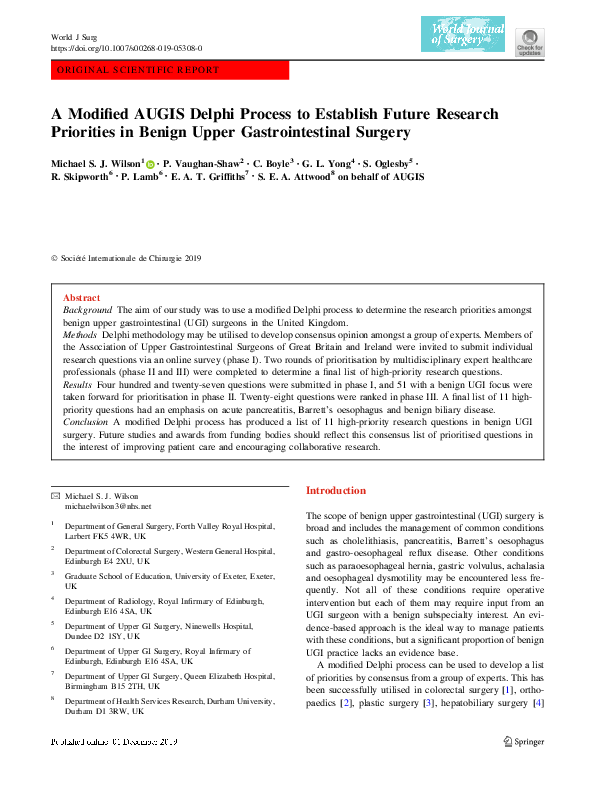 (PDF) A Modified AUGIS Delphi Process to Establish Future Research ...