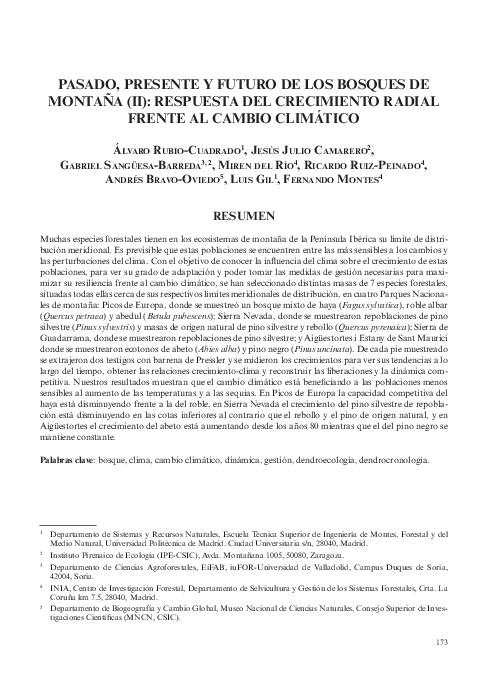 (PDF) Pasado, presente y futuro de los bosques de montaña (II): respuesta del crecimiento radial ...