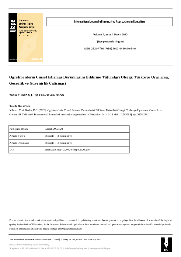 (PDF) Teacher Reporting Attitudes Scale: Adaptation to Turkish ...