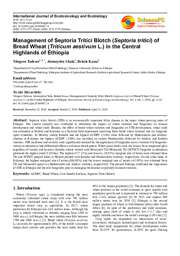 (PDF) Management of Septoria Tritici Blotch (Septoria tritici) of Bread ...