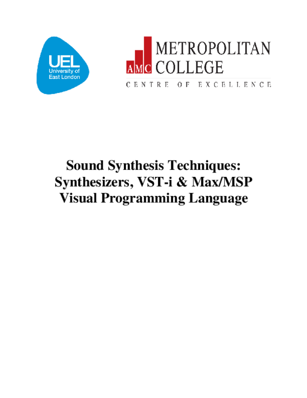 (PDF) Sound Synthesis Techniques: Synthesizers, VST-i & Max/MSP Visual Programming Language