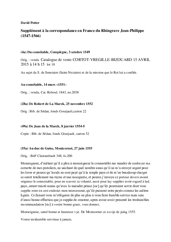 (PDF) Supplément à la correspondance en France du Rhingrave Jean ...