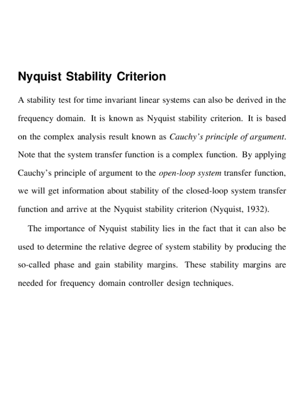 (PDF) Nyquist Stability Criterion