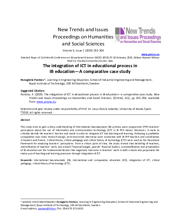 (PDF) The integration of ICT in educational process in IB education-A ...