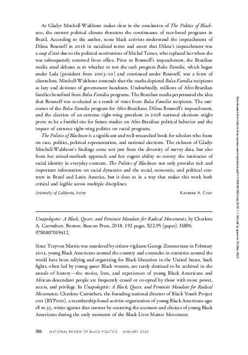 (PDF) Book Review: Unapologetic: A Black, Queer, and Feminist Mandate ...