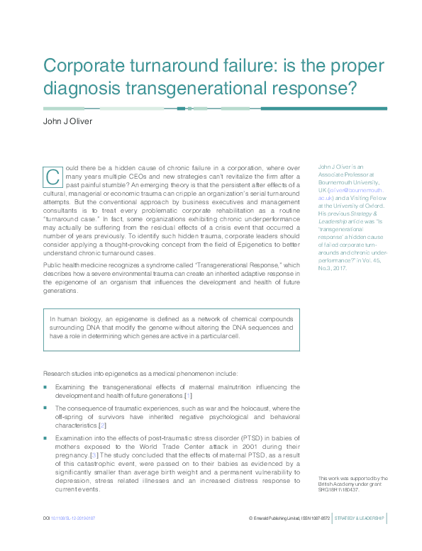 (PDF) Corporate turnaround failure