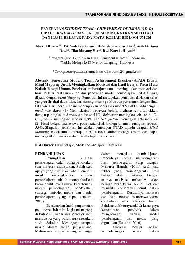 (PDF) PENERAPAN STUDENT TEAM ACHIEVEMENT DIVISION (STAD) DIPADU MIND MAPPING UNTUK MENINGKATKAN ...