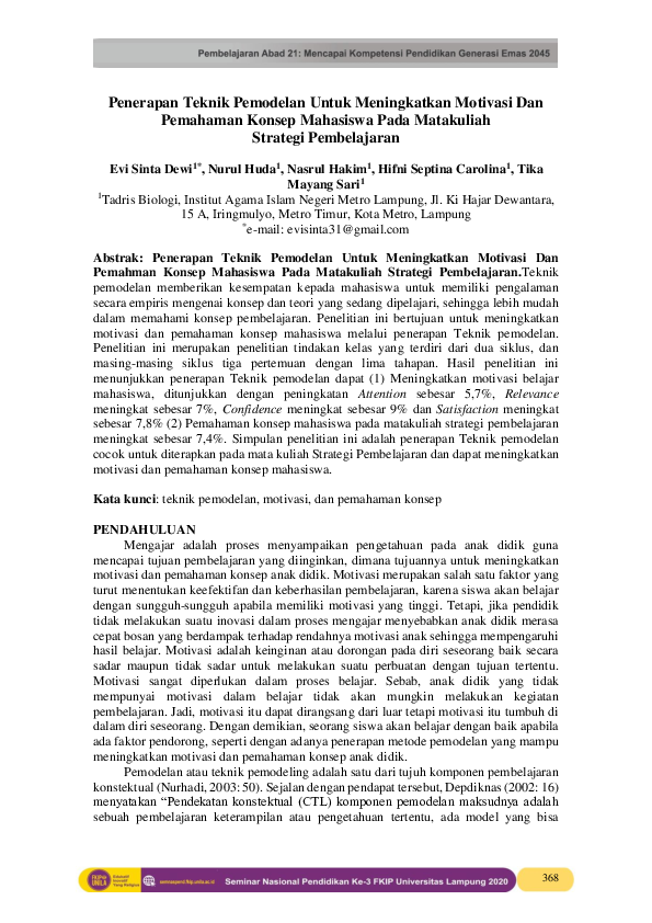 (PDF) PROSIDING SEMNAS FKIP Unila 2020